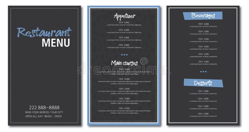 Restaurant Menu Red and Black Modern Design Stock Vector - Illustration ...