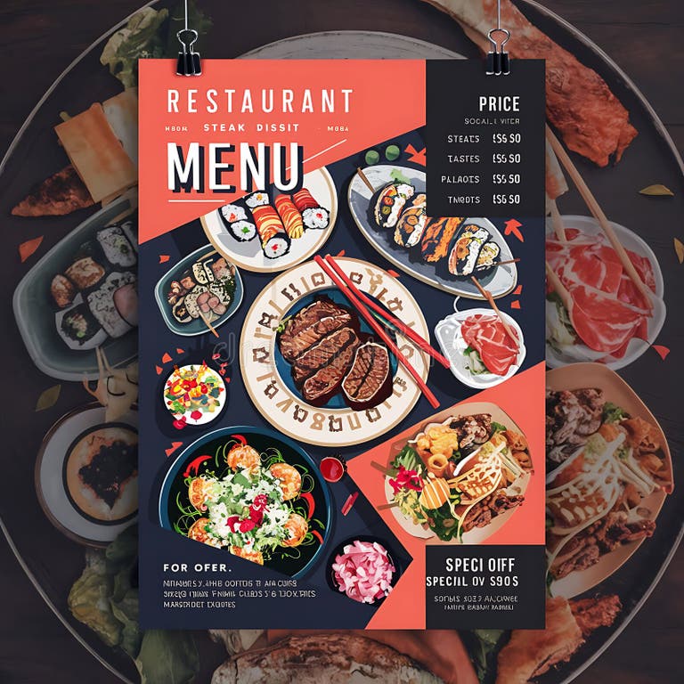 Restaurant Menu Flyer Templates Design Illustration Stock Photo - Image ...
