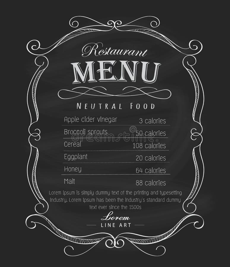Menu Restaurant Blackboard Vintage Hand Drawn Frame Label Stock Vector ...