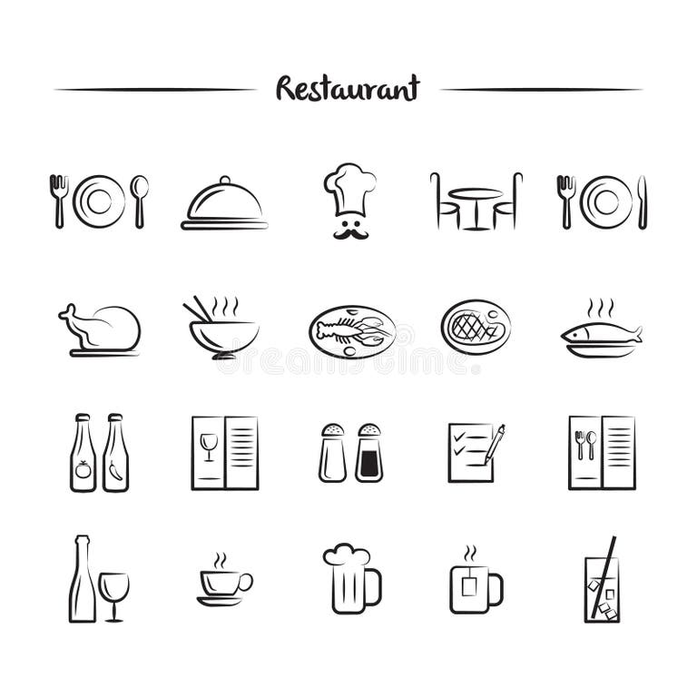 Restaurant Menu Icons Set. Vector Illustration Decorative Design Stock ...