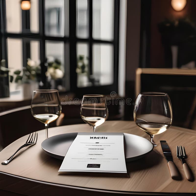 A Restaurant Menu Mockup on a Table Set for Dinner with Customizable ...