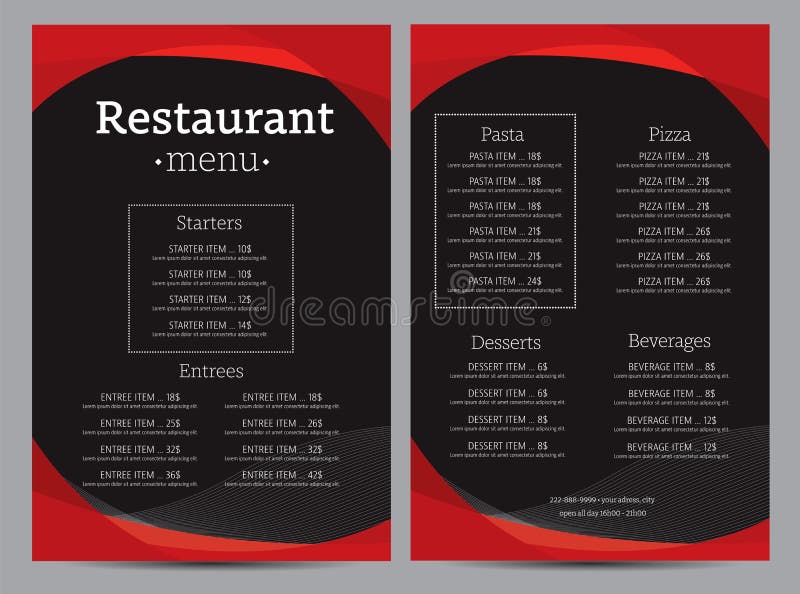 Restaurant Menu Modern Design Layout Stock Vector - Illustration of ...