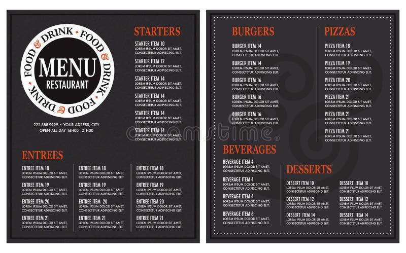 Restaurant Menu Modern Design Layout Stock Vector - Illustration of ...