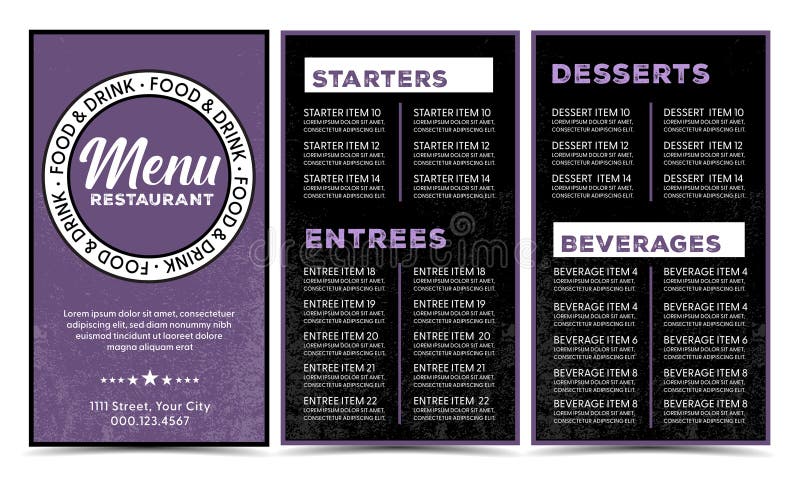 Restaurant Menu Modern Design Template with Grunge Texture Stock ...