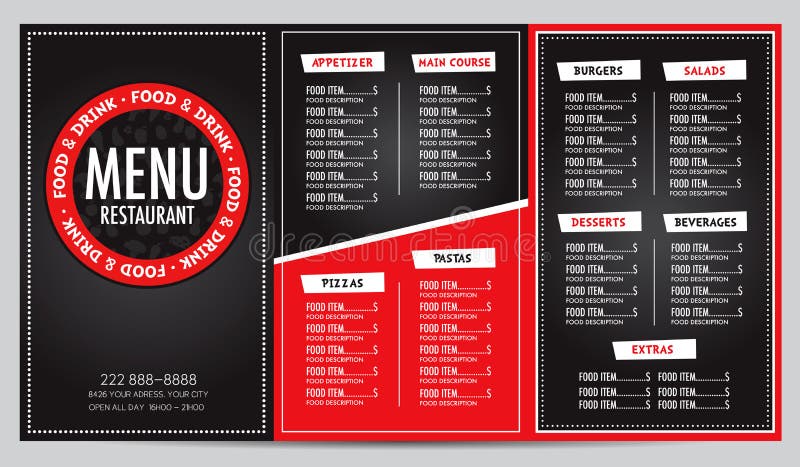 Restaurant Menu Red and Black Modern Design Template Stock Vector ...