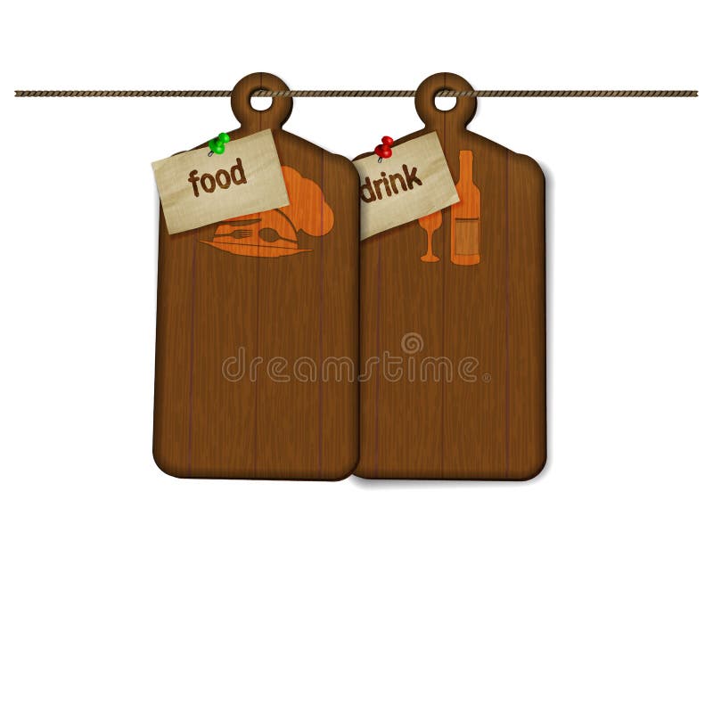 Restaurant Menu on the Rope Cutting Boards Stock Vector - Illustration ...