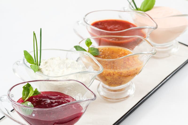 Restaurant Menu Sauce Assortment Platter Stock Image - Image of ...