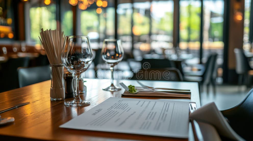 Restaurant Menu Stand Blank Card Setup on Table Cafeteria Bar ...