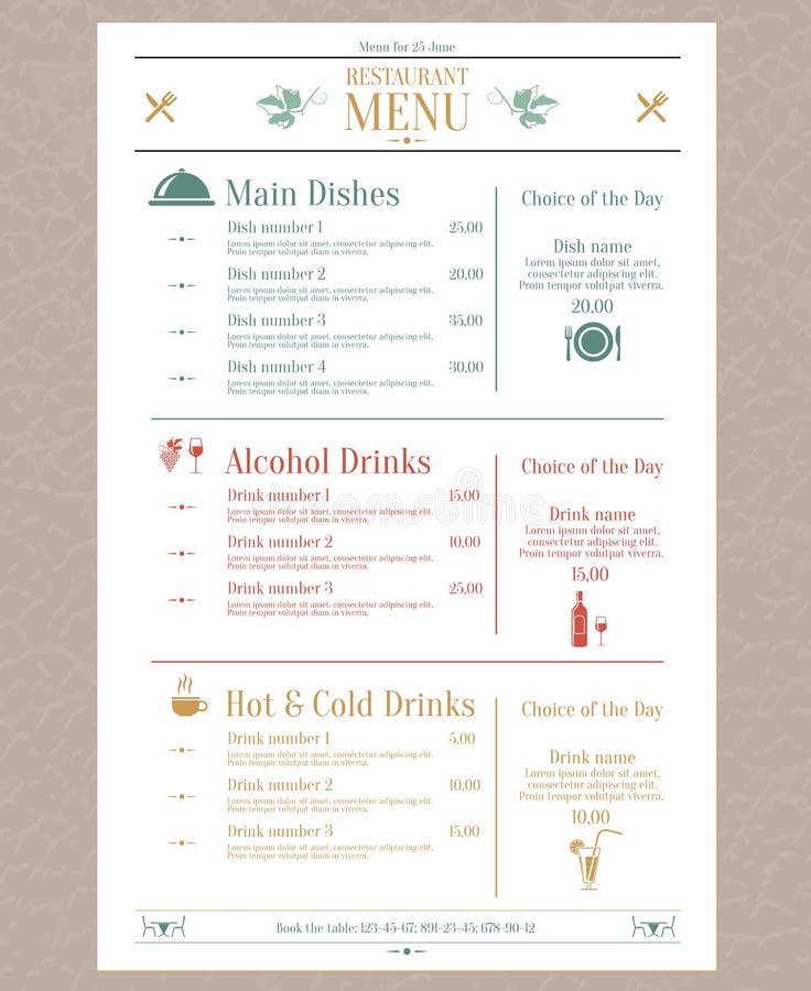 Restaurant Cafe Set Menu Graphic Design Template Stock Vector ...