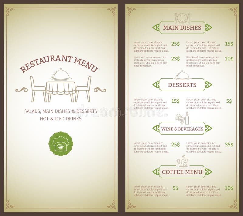 Restaurant menu template stock vector. Illustration of food - 45730339