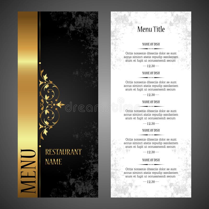Restaurant Menu Vector Design Template - Luxury Vintage Style Stock ...