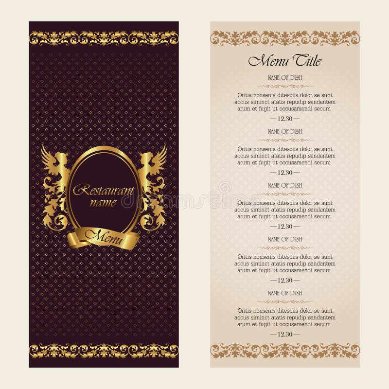 Restaurant Menu Vector Design Template - Vintage Style Stock Vector ...