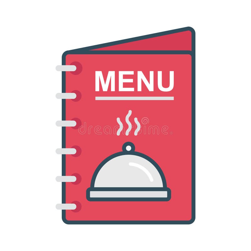 Restaurant Menu Vector Flat Color Line Icon Stock Vector - Illustration ...