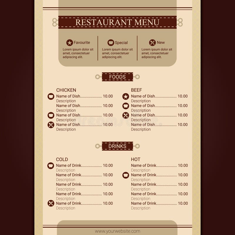 Restaurant Menu. Vector Illustration Decorative Design Stock Vector ...