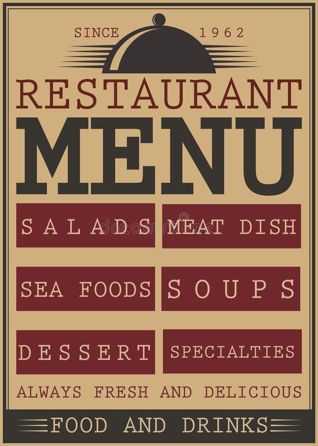 Restaurant Menu Vintage Style Design Stock Vector - Illustration of ...