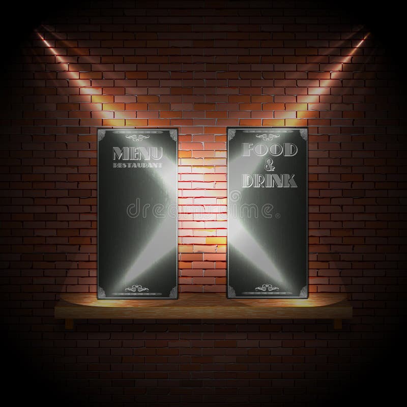 Menu with brick wall. stock vector. Illustration of space - 65775210
