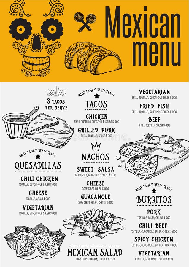 Restaurant Mexicain De Menu, Placemat De Calibre Illustration de ...