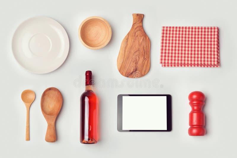 Restaurant Mock Up Template with Organized Objects. Stock Photo - Image ...