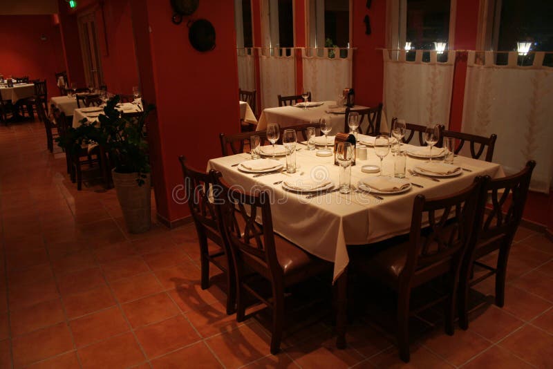 Restaurant at night stock photo. Image of chair, setting - 1910640
