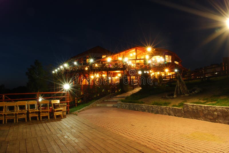 Restaurant at night stock photo. Image of night, romania - 9702412