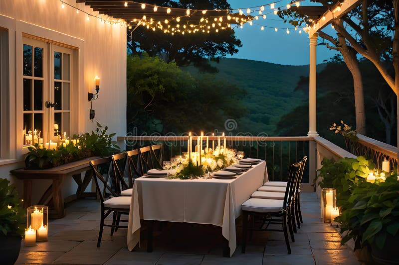 Restaurant in the Night, an Intimate Dinner Setting Outdoors with ...