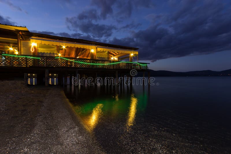 Restaurant night stock photo. Image of bridge, deck, food - 34406582