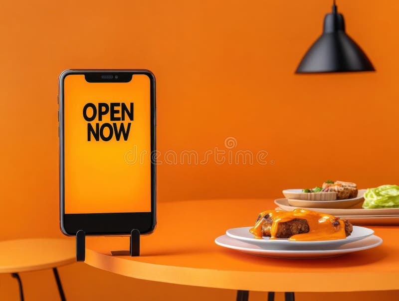 Restaurant Open Now, Online Ordering, Food Delivery Stock Illustration ...