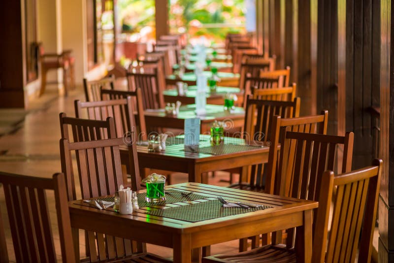 Restaurant on the Open Veranda, Tables are Stock Photo - Image of ...