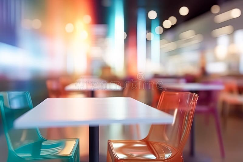 A Restaurant with Orange Chairs and Tables. Stock Image - Image of ...