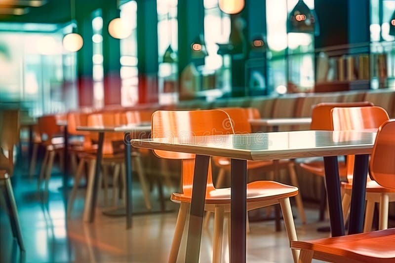 A Restaurant with Orange Chairs and Tables Stock Photo - Image of ...