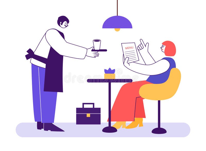 Restaurant Order Taking, Waitress and Client at Table Stock Vector ...