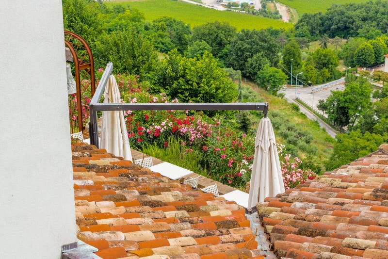 Restaurant Overlooking Countryside Stock Photo - Image of apennines ...