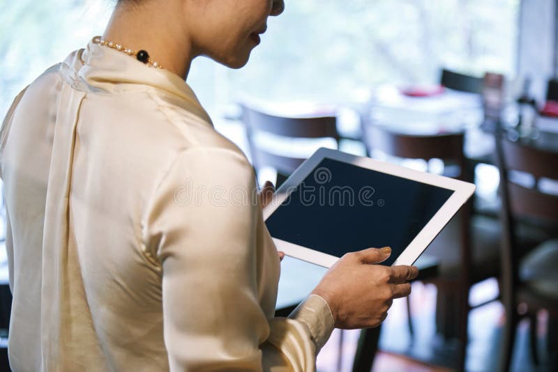 Restaurant Owner Busy with Work Stock Photo - Image of cropped, woman ...
