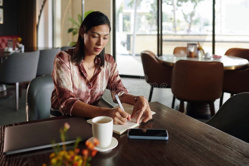 Restaurant Owner Writing Down Plans Stock Image - Image of drink ...