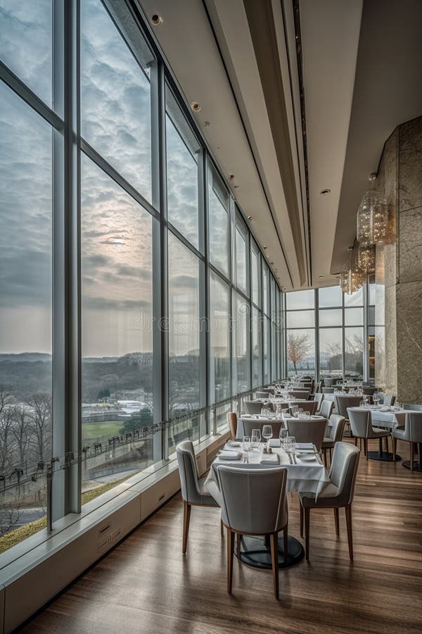 Restaurant with a Panoramic View of the City. AI Generated Stock Photo ...