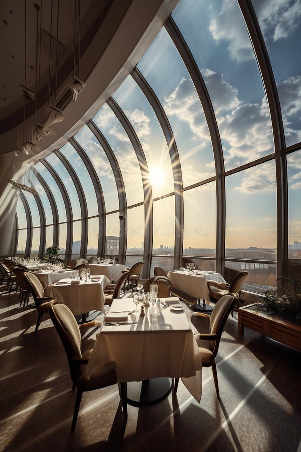 Restaurant with a Panoramic View of the Night City. AI Generated Stock ...