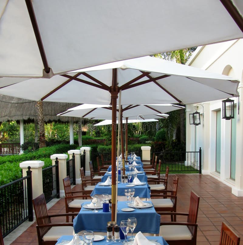 Restaurant patio stock photo. Image of exterior, blue - 135980948