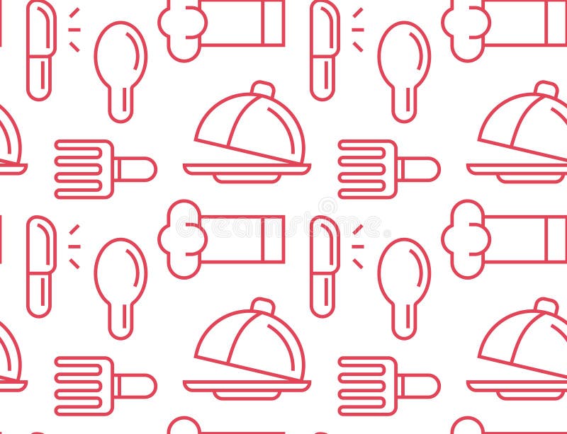 Pattern with Healthy Food. Cooking Class, Menu Elements for Restaurant ...