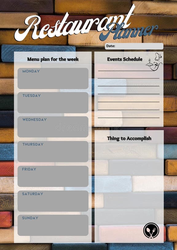 Restaurant Planner Digital Planning Insert Sheet Printable Page ...