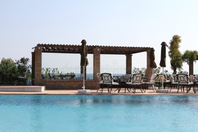 Restaurant by the pool stock photo. Image of house, holiday - 16373534