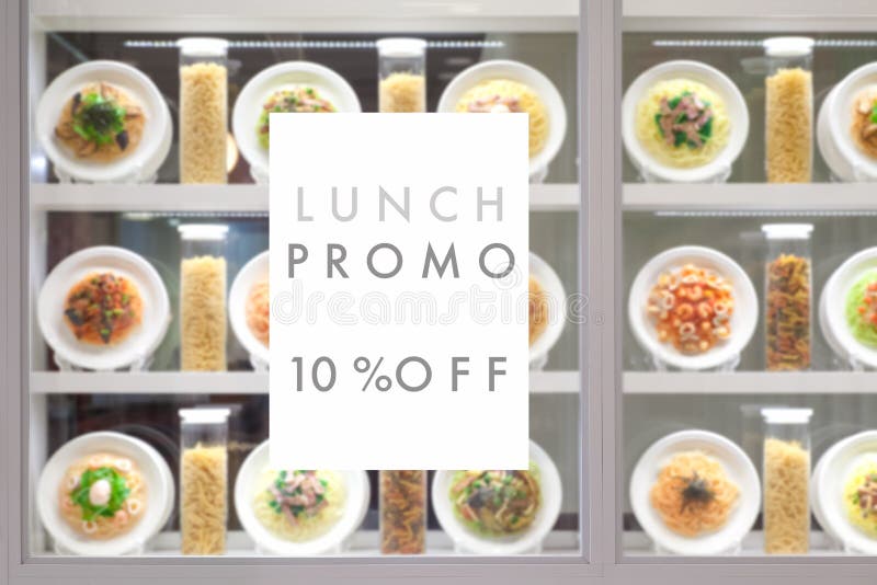 Restaurant Promotion Poster on Glass Window Stock Photo - Image of ...