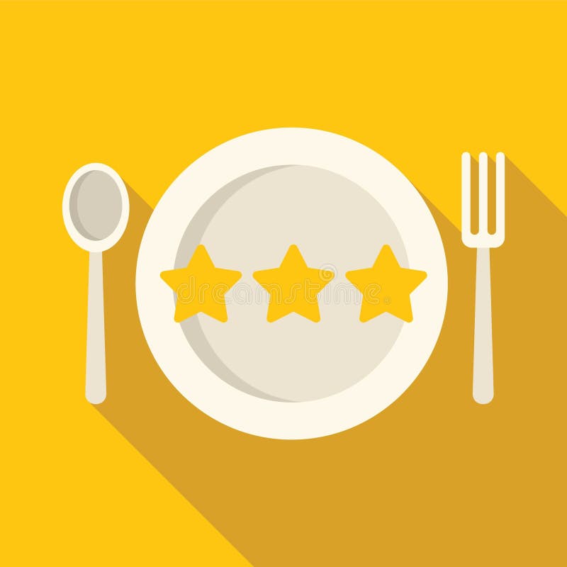 Restaurant Rating with Three Golden Stars on a Plate with Fork and ...