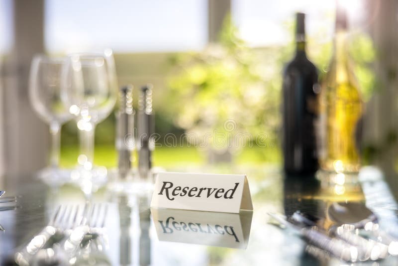 Restaurant Reserved Table Sign Stock Photo - Image of food, setting ...