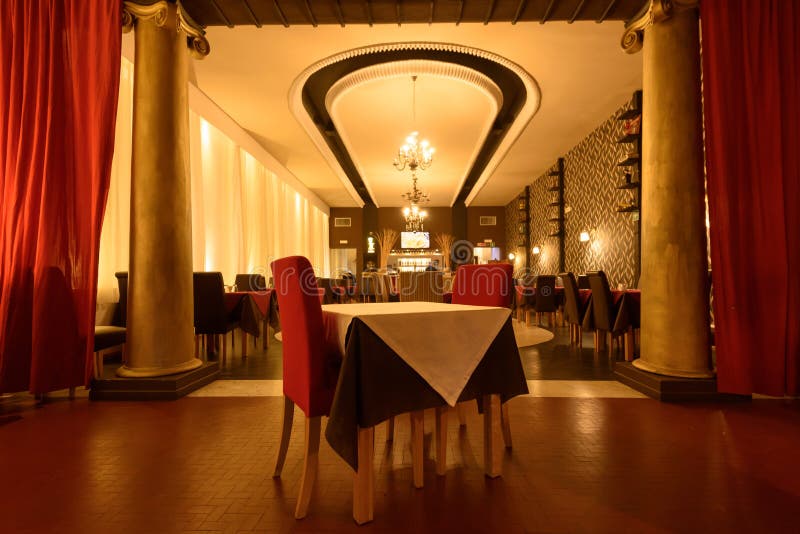 Restaurant Room with an Empty Table Stock Image - Image of room ...