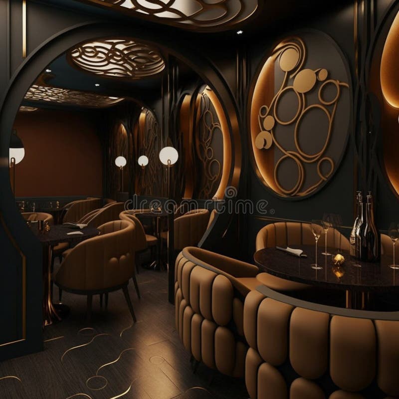 A Restaurant with a Round Table and Chairs and a Round Table with a ...