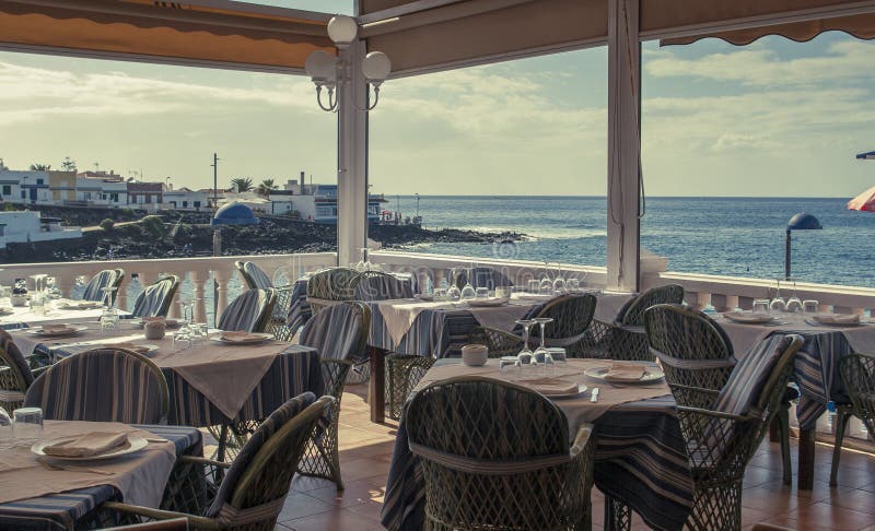 Restaurant Sea View Terrace Stock Image - Image of relaxation, luxury ...