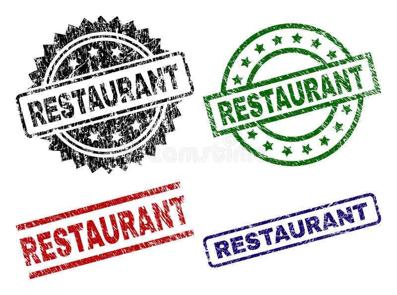 Grunge RESTAURANT Textured Rectangle Stamps Stock Vector - Illustration ...