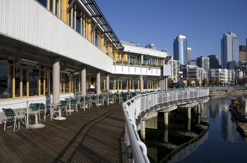 Restaurant at Seattle Waterfront Editorial Stock Image - Image of ...