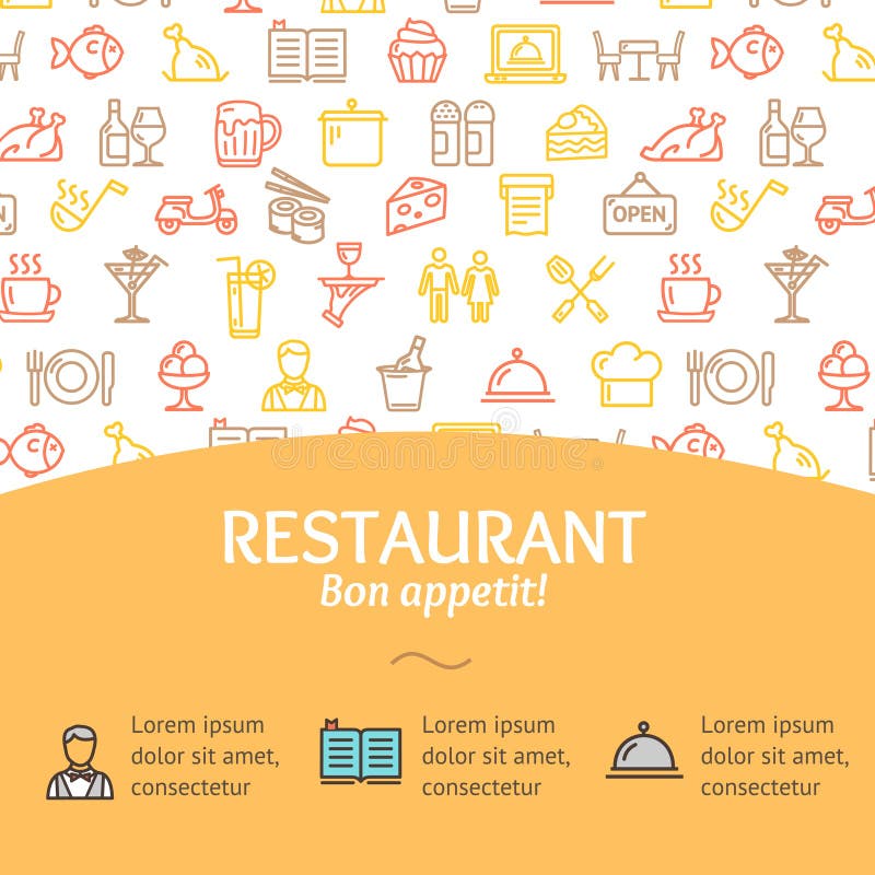 Restaurant Service Bon Appetit Concept Infographics Banner. Vector ...