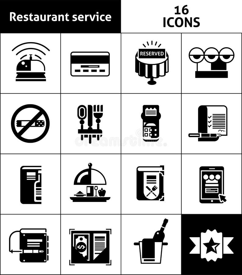 Restaurant Service Icons Black Stock Vector - Illustration of fork ...